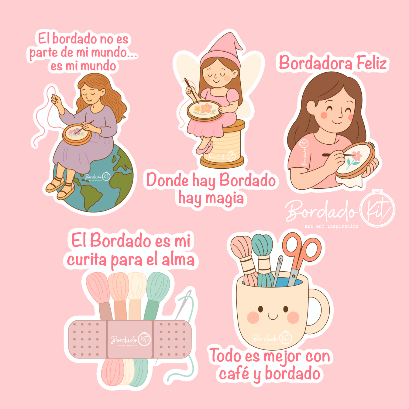 Set de 5 Sticker Bordadora – Bordado Kit